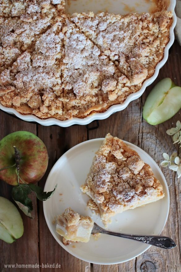 Apfel Quark Kuchen mit Zimtstreusel: Schneller Apfelkuchen mit Quark